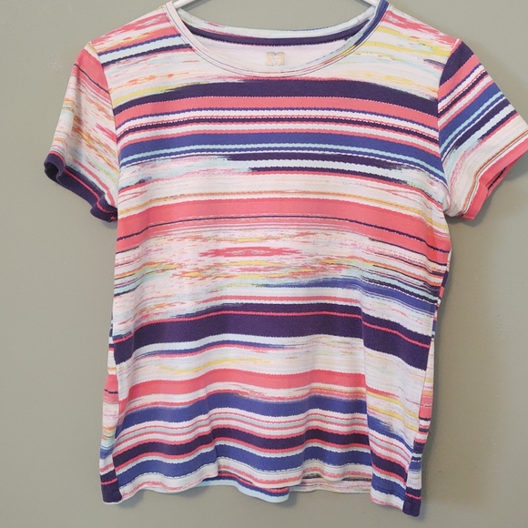 Anne Klein | Tops | Anne Klein Sport Multicolor Striped Tee Size Petite ...